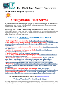 SAFETY ALERT: OCCUPATIONAL HEAT STRESS | ILA LOCAL 1624